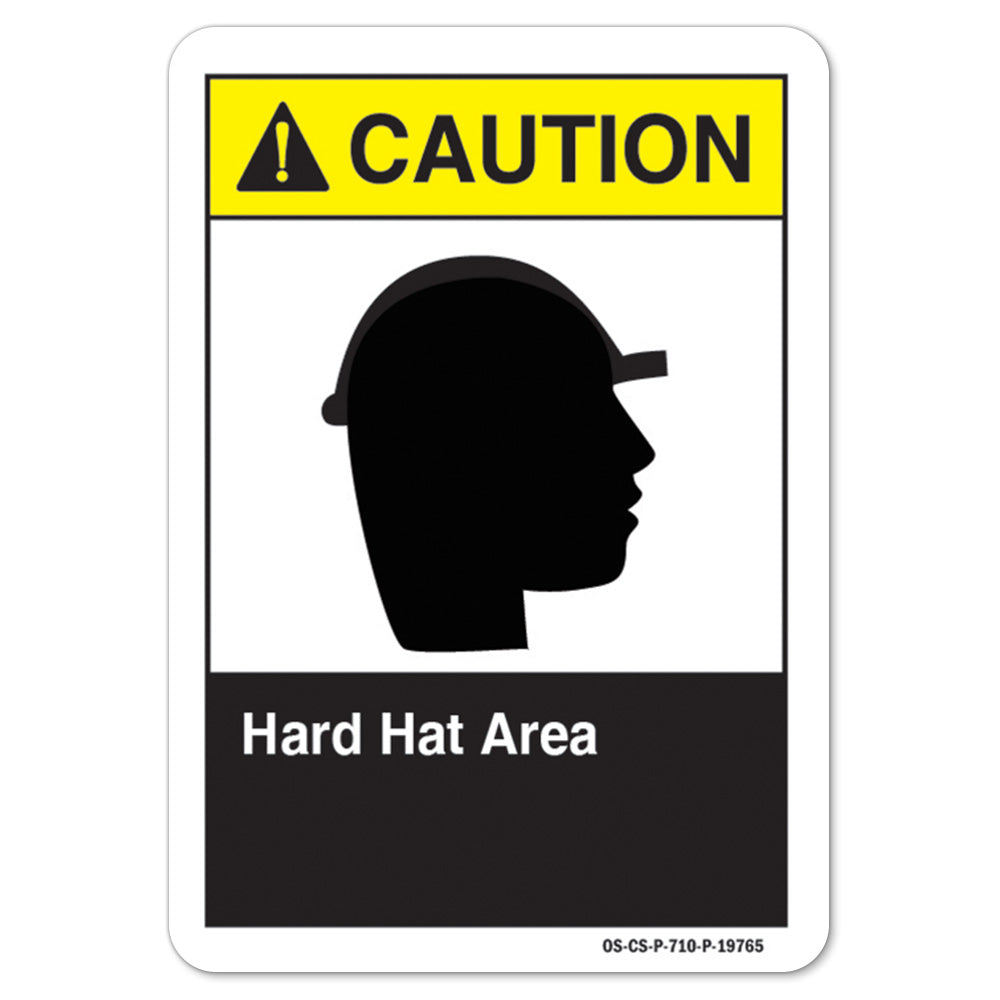 ANSI Caution Sign - Hard Hat Area | Plastic Sign | Protect Your ...