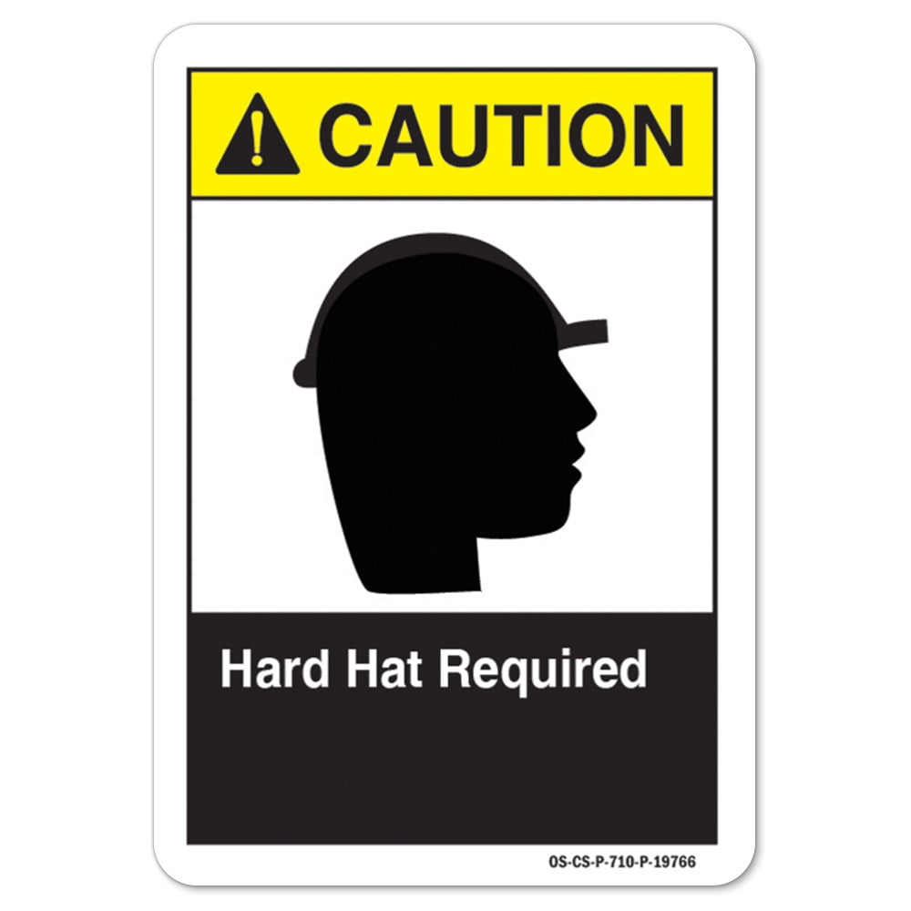ANSI Caution Sign - Hard Hat Required | Decal | Protect Your Business ...