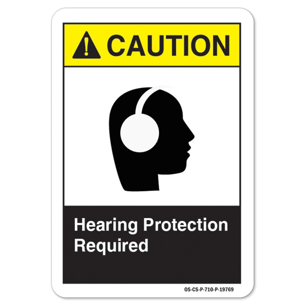 ANSI Caution Sign - Hearing Protection Required | Decal | Protect Your ...