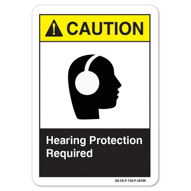 ANSI Caution Sign - Hearing Protection Required | Decal | Protect Your ...