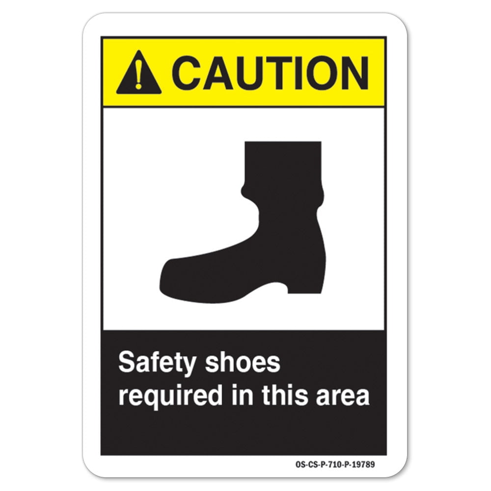 ANSI Caution Sign - Safety Shoes Required In This Area | Aluminum Sign ...