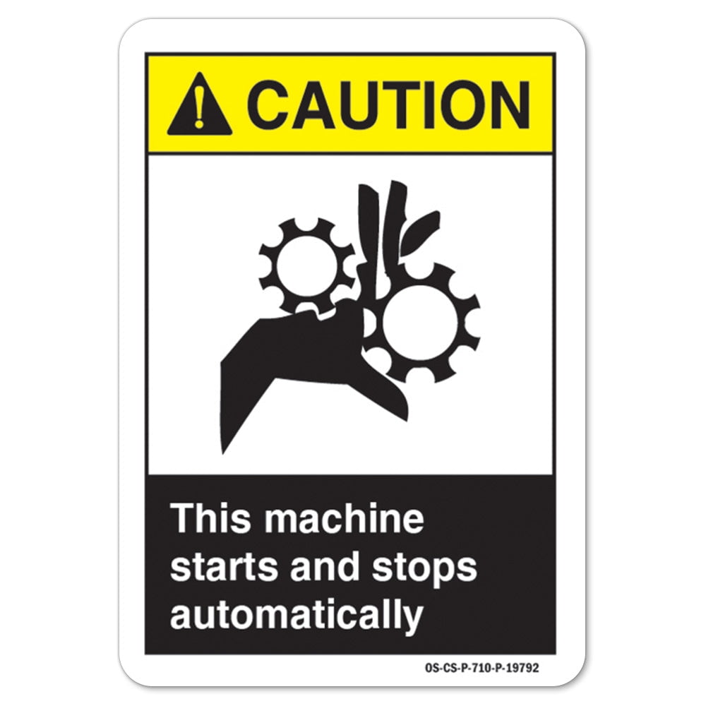 ANSI Caution Sign - This Machine Starts And Stops Automatically | Decal ...