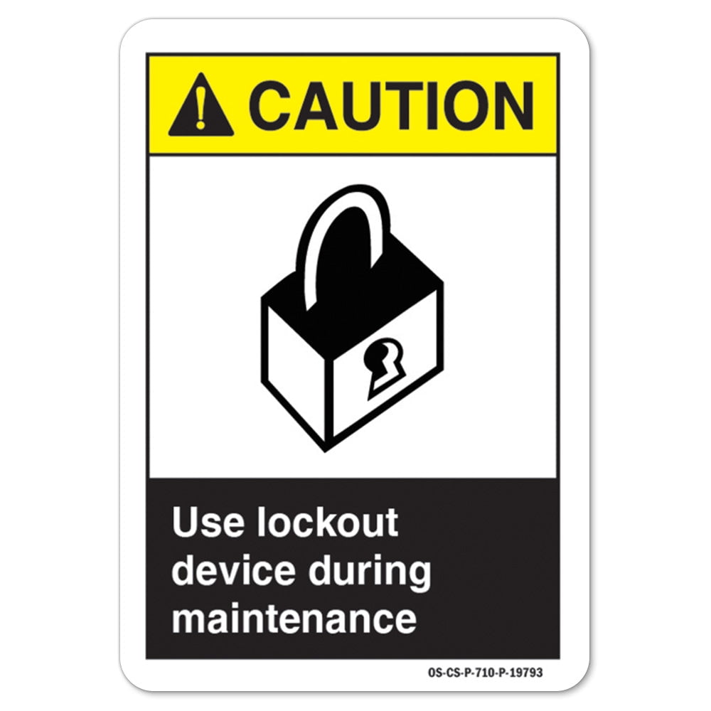 ANSI Caution Sign - Use Lockout Device During Maintenance | Decal ...