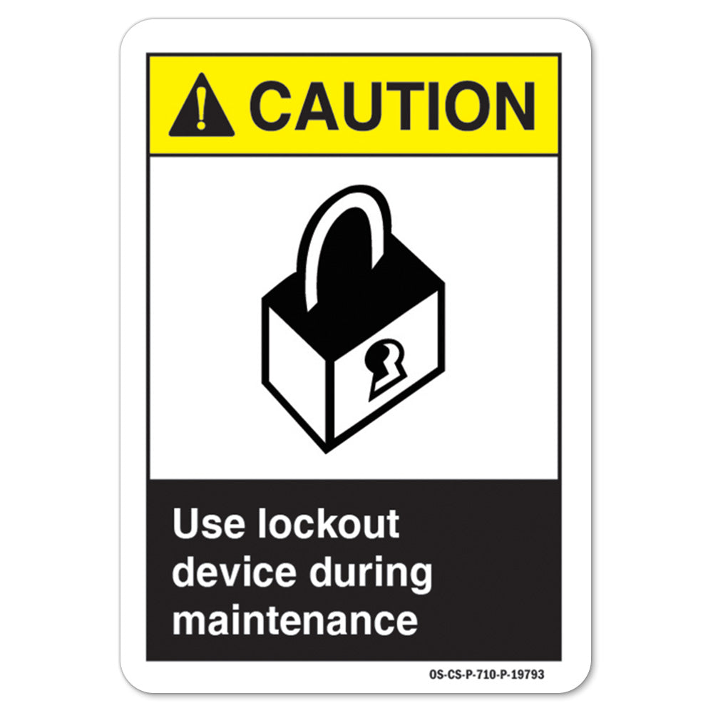 ANSI Caution Sign - Use Lockout Device During Maintenance | Decal ...