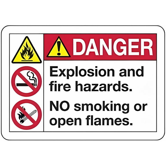 ANSI Danger - Explosion & Fire Hazards Metal Tin Sign 12 x 8 Inches ...