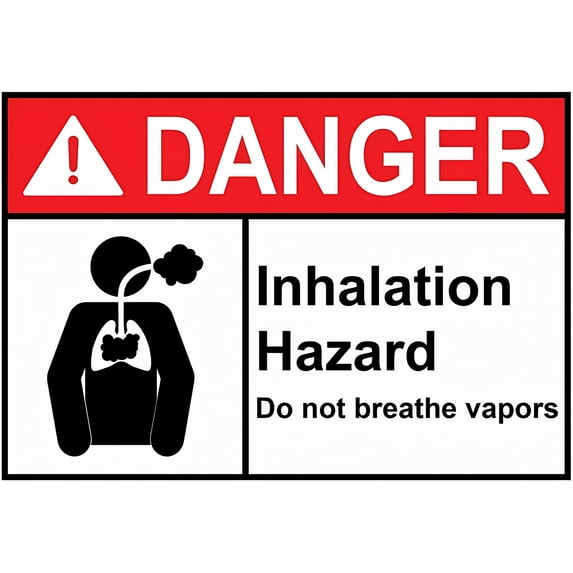 ANSI Danger Inhalation Hazard Do Not Breathe Vapors with Symbol Gas ...
