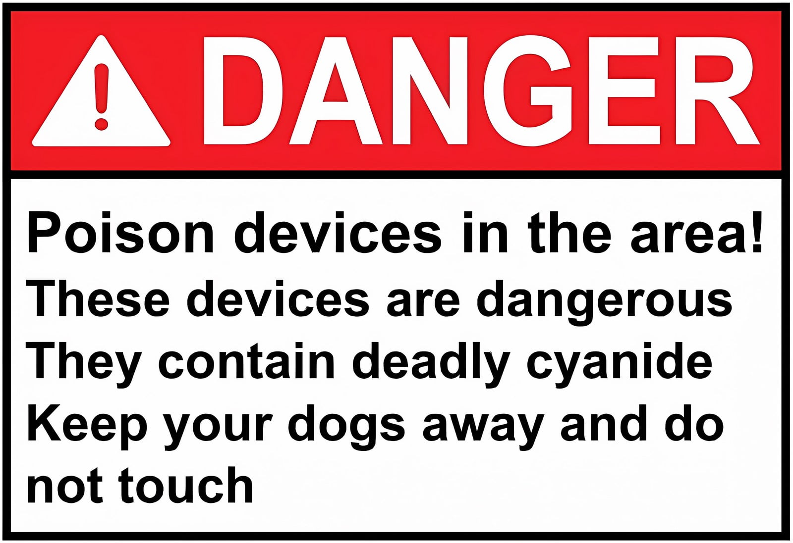 ANSI Danger Poison Devices in The Area! Pesticide Safety Warning Metal ...