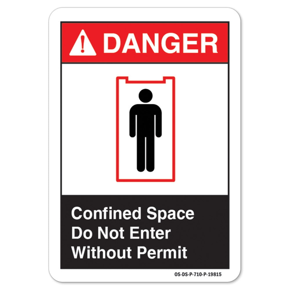 ANSI Danger Sign - Confined Space Do Not Enter Without Permit (With ...