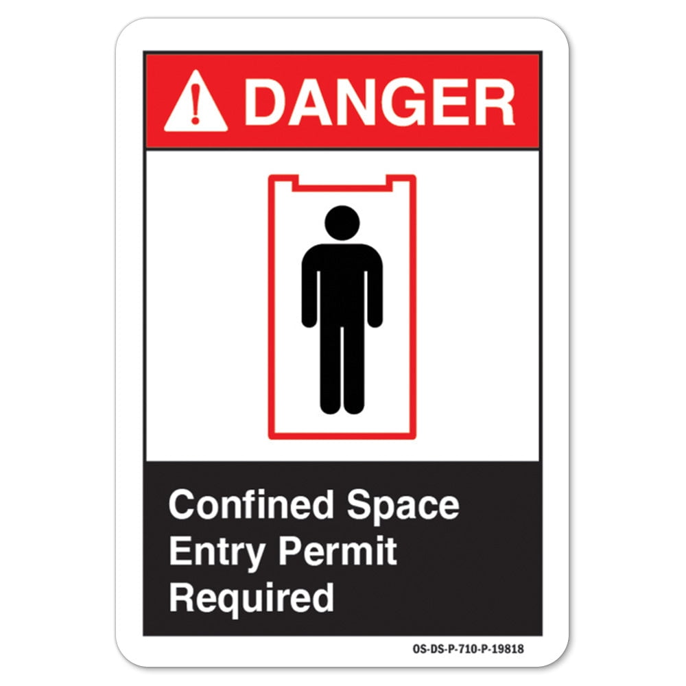 ANSI Danger Sign - Confined Space Entry Permit Required | Decal ...