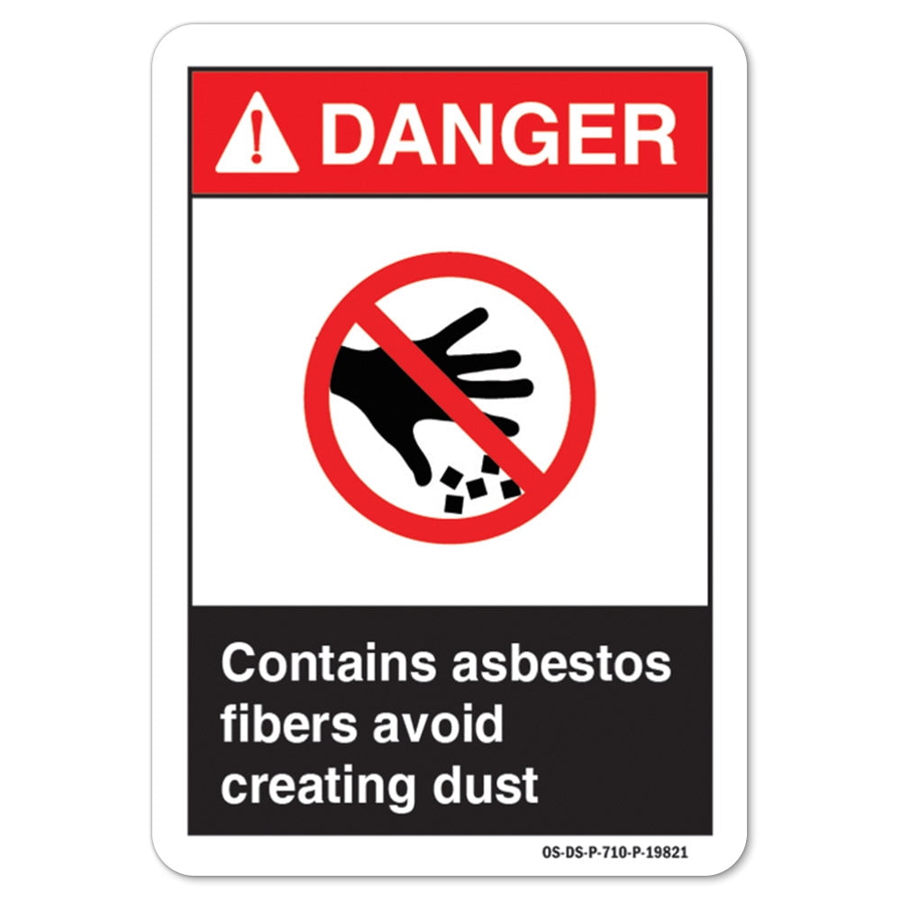 ANSI Danger Sign - Contains Asbestos Fibers Avoid Creating Dust ...