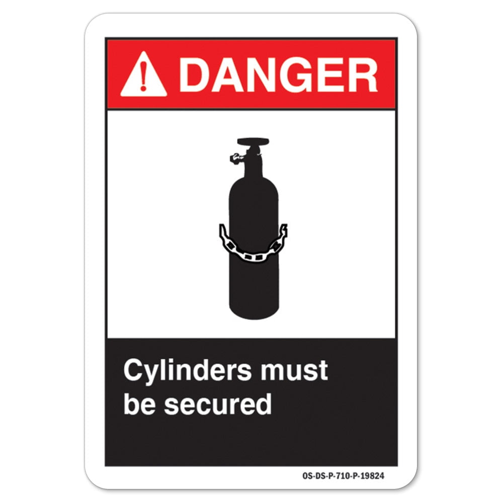 ANSI Danger Sign - Cylinders Must Be Secured | Decal | Protect Your ...