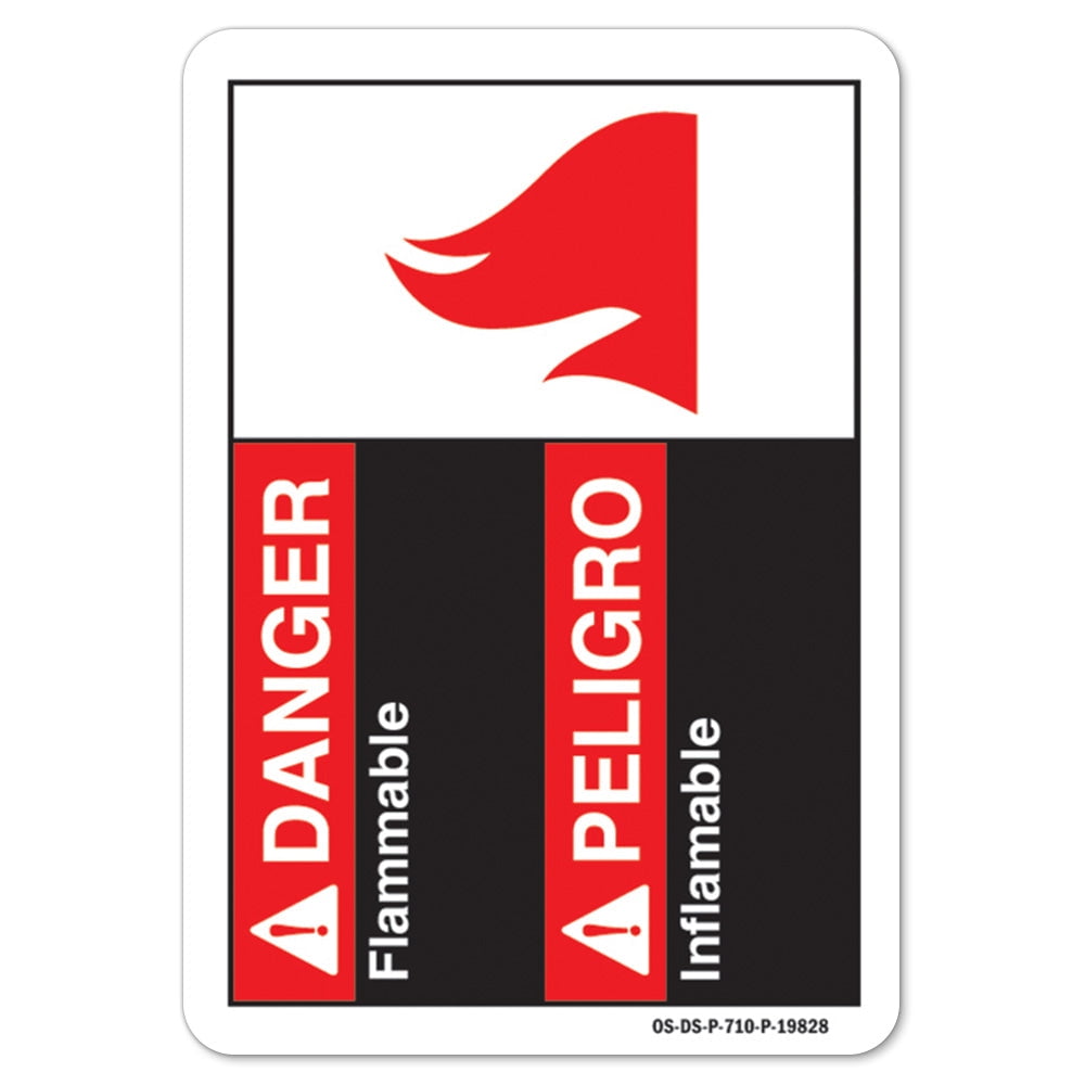 ANSI Danger Sign - Danger Flammable (Bilingual Spanish) | Decal ...