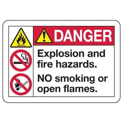 ANSI Danger Sign - Explosion & Fire Hazards Safety & Compliance Signs ...