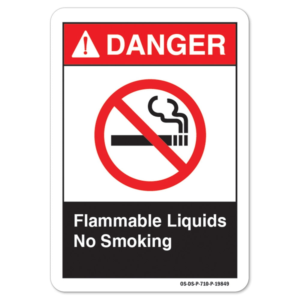 ANSI Danger Sign - Flammable Liquids No Smoking | Plastic Sign ...