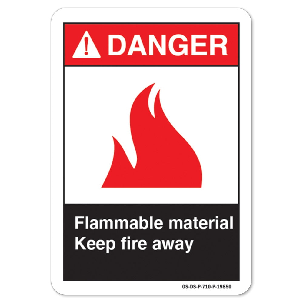 ANSI Danger Sign - Flammable Material Keep Fire Away | Plastic Sign ...