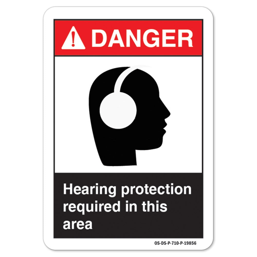 ANSI Danger Sign - Hearing Protection Required In This Area | Decal ...