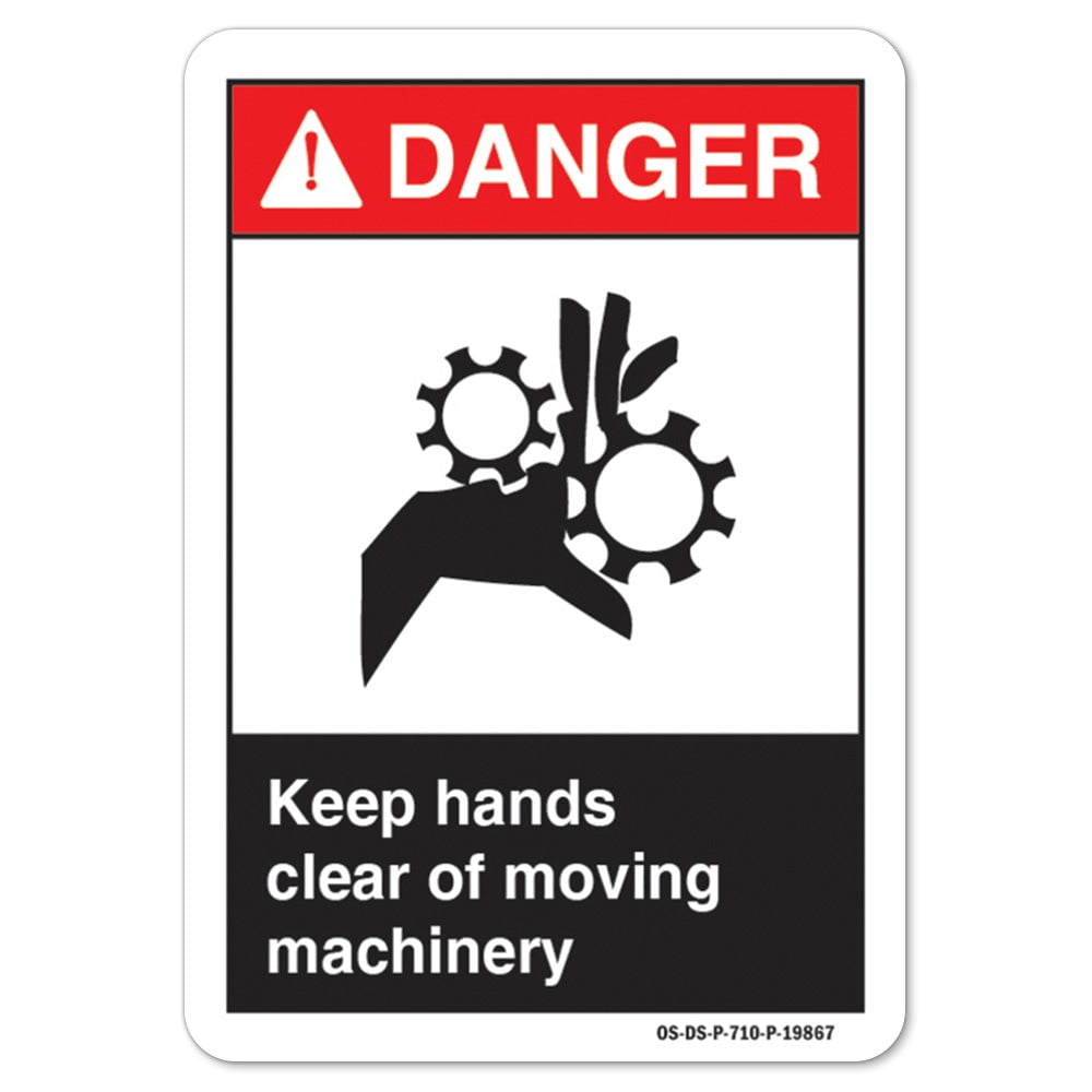 ANSI Danger Sign - Keep Hands Clear Of Moving Machinery | Decal ...