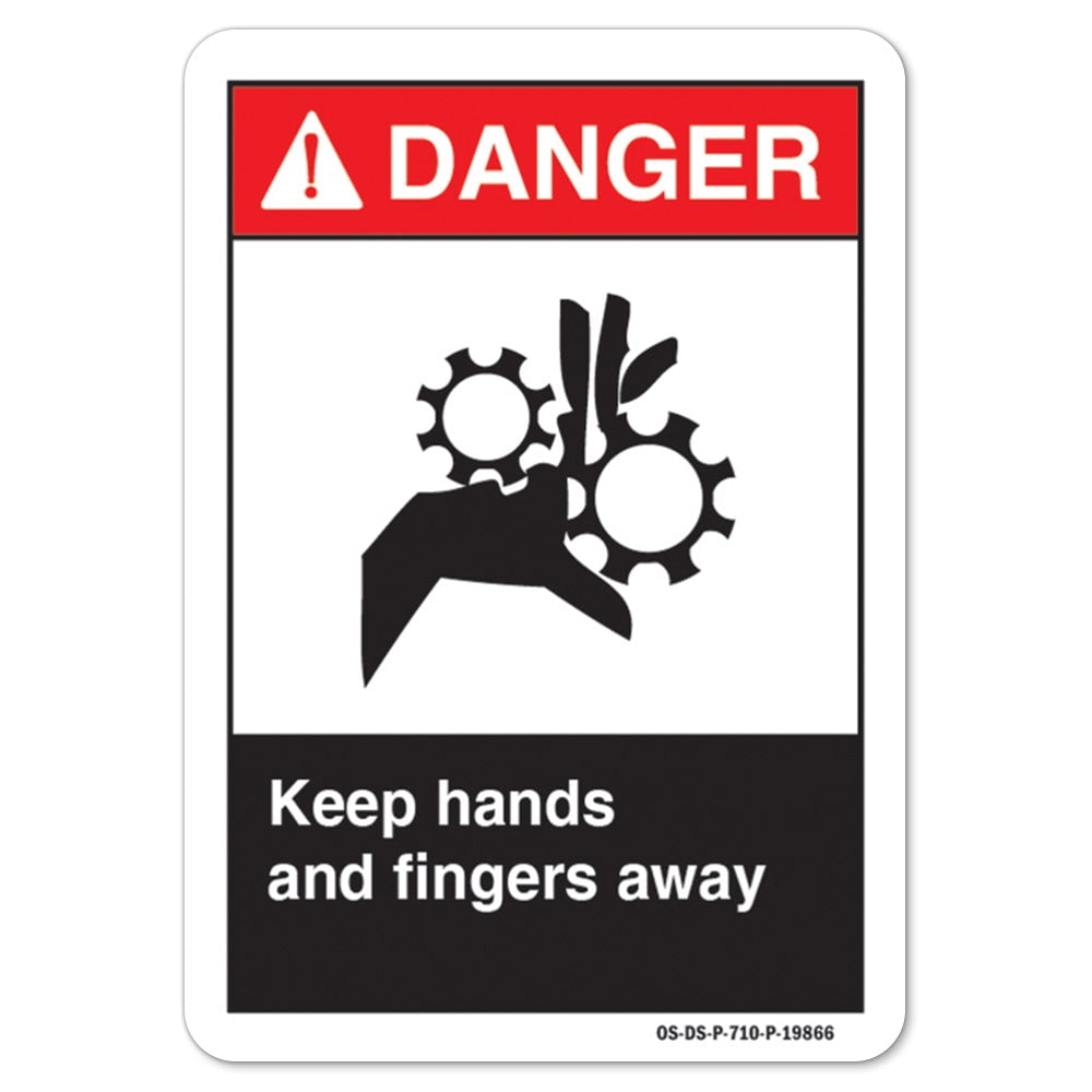 ANSI Danger Sign - Keep Hands And Fingers Away | Plastic Sign | Protect ...