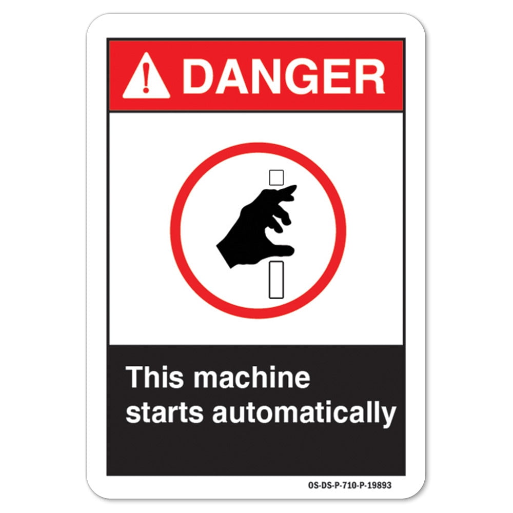 ANSI Danger Sign - This Machine Starts Automatically | Aluminum Sign ...