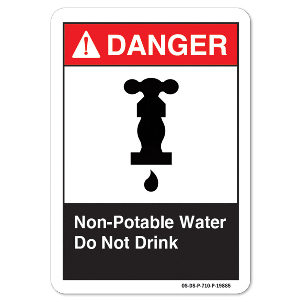 ANSI Danger Sign - Non-Potable Water Do Not Drink | Aluminum Sign ...