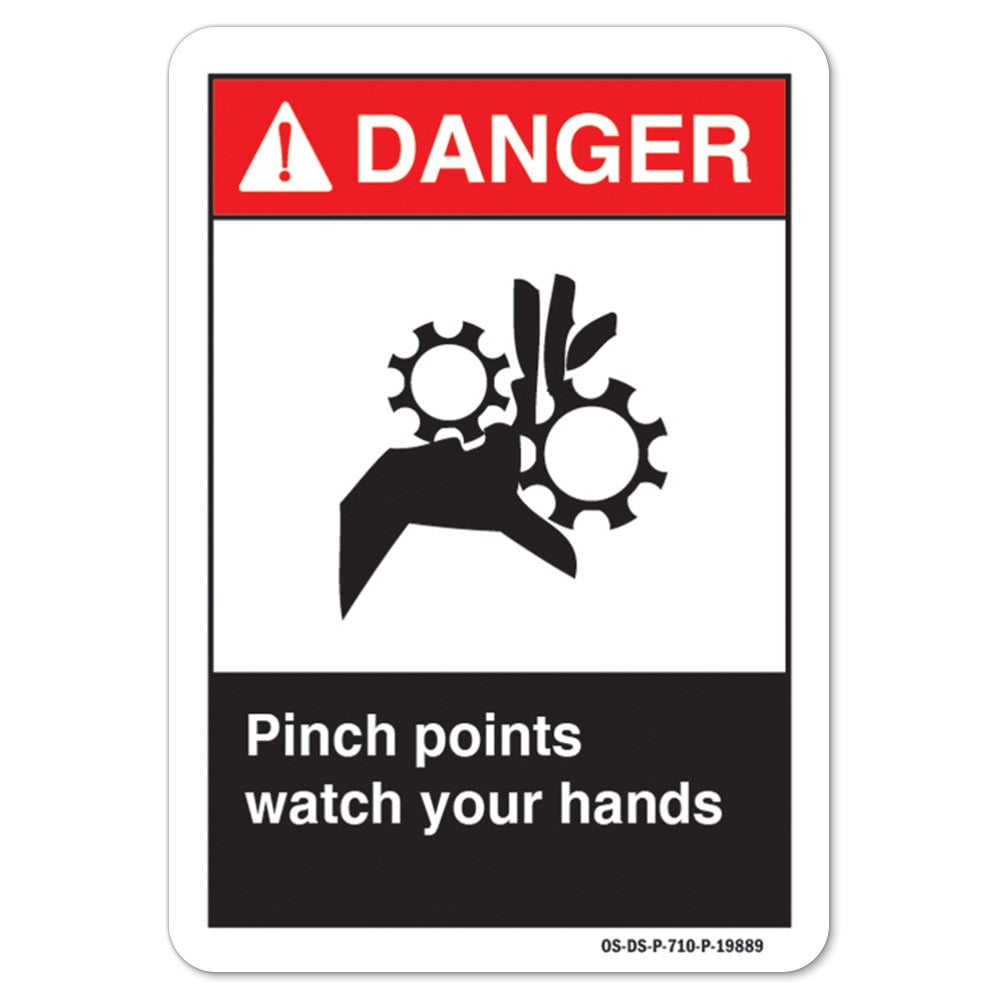 ANSI Danger Sign - Pinch Points Watch Your Hands | Decal | Protect Your ...