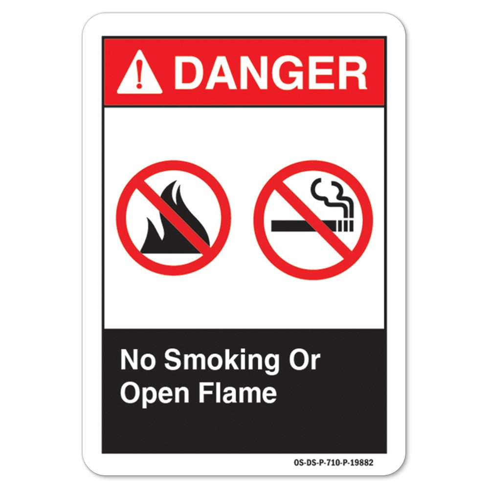 ANSI Danger Sign - No Smoking or Open Flame | Plastic Sign | Protect ...