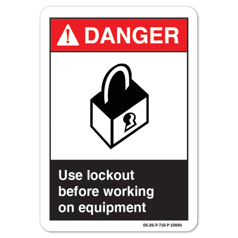 ANSI Danger Sign - Use Lockout Before Working On Equipment | Decal ...