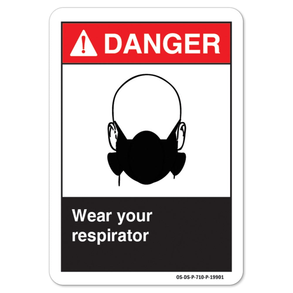 ANSI Danger Sign - Wear Your Respirator | Aluminum Sign | Protect Your ...
