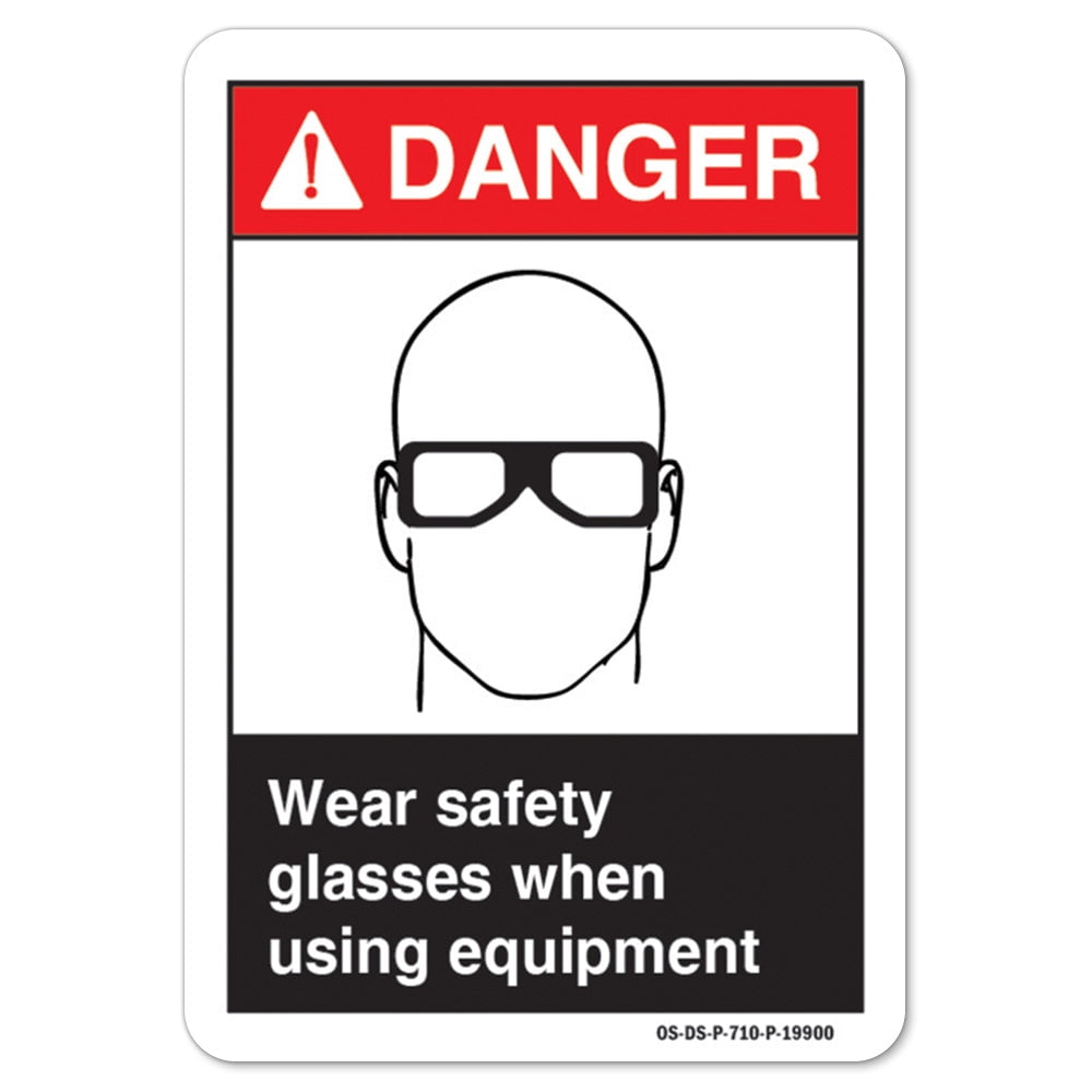 ANSI Danger Sign - Wear Safety Glasses When Using Equipment | Decal ...