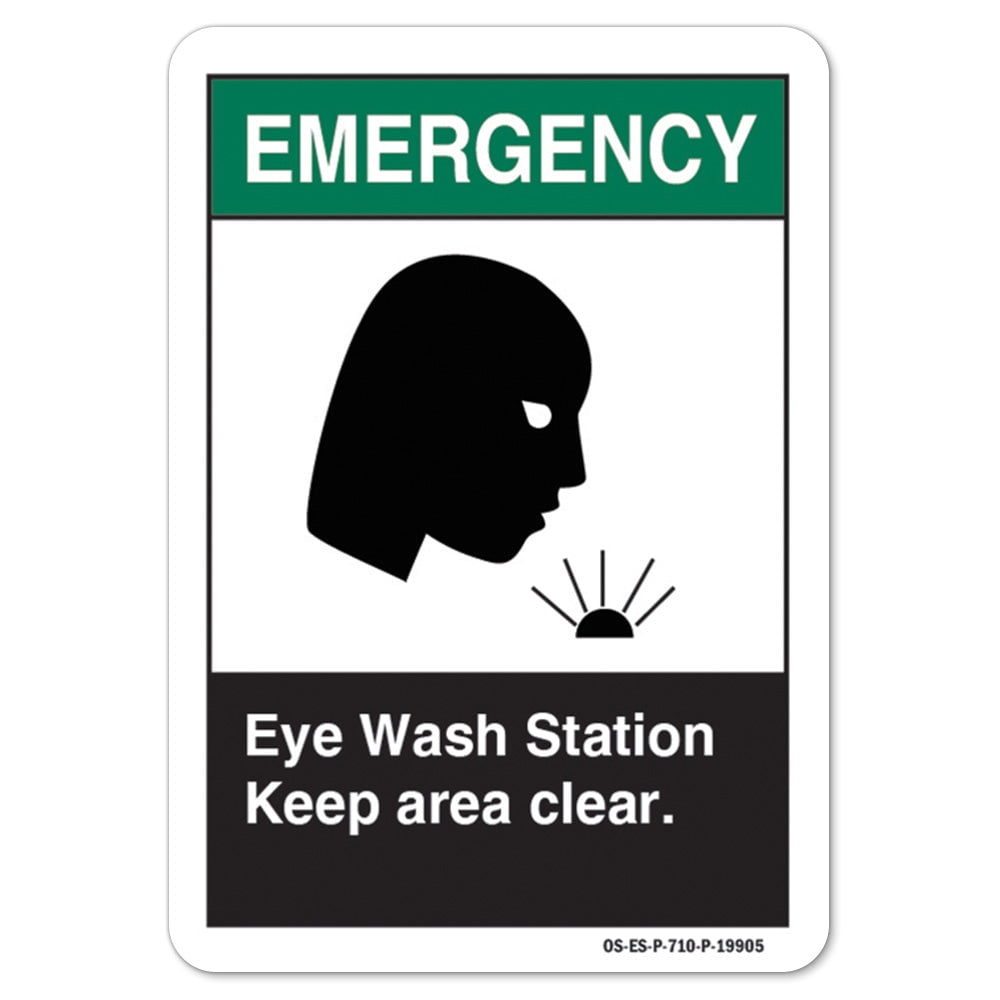 ANSI Emergency Sign - Eye Wash Station Keep | Plastic Sign | Protect ...