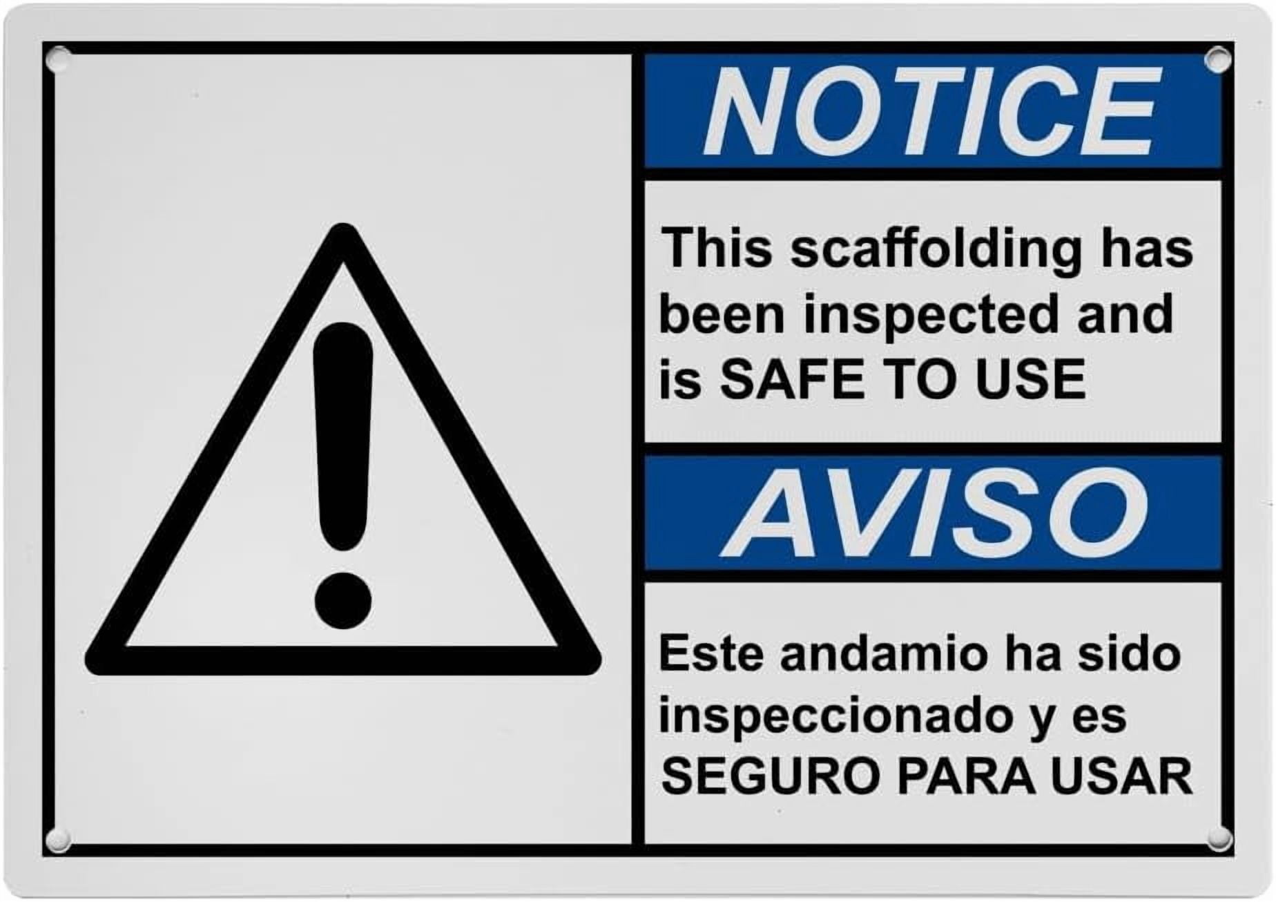 ANSI Ladder Scaffold Sign - 8"x12" Weatherproof Plastic UV Resistant ...