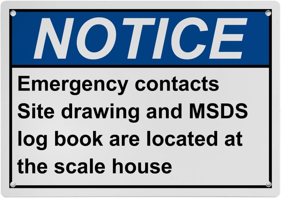ANSI MSDS Right to Know Sign - 8"x12" Weatherproof Plastic UV Resistant ...