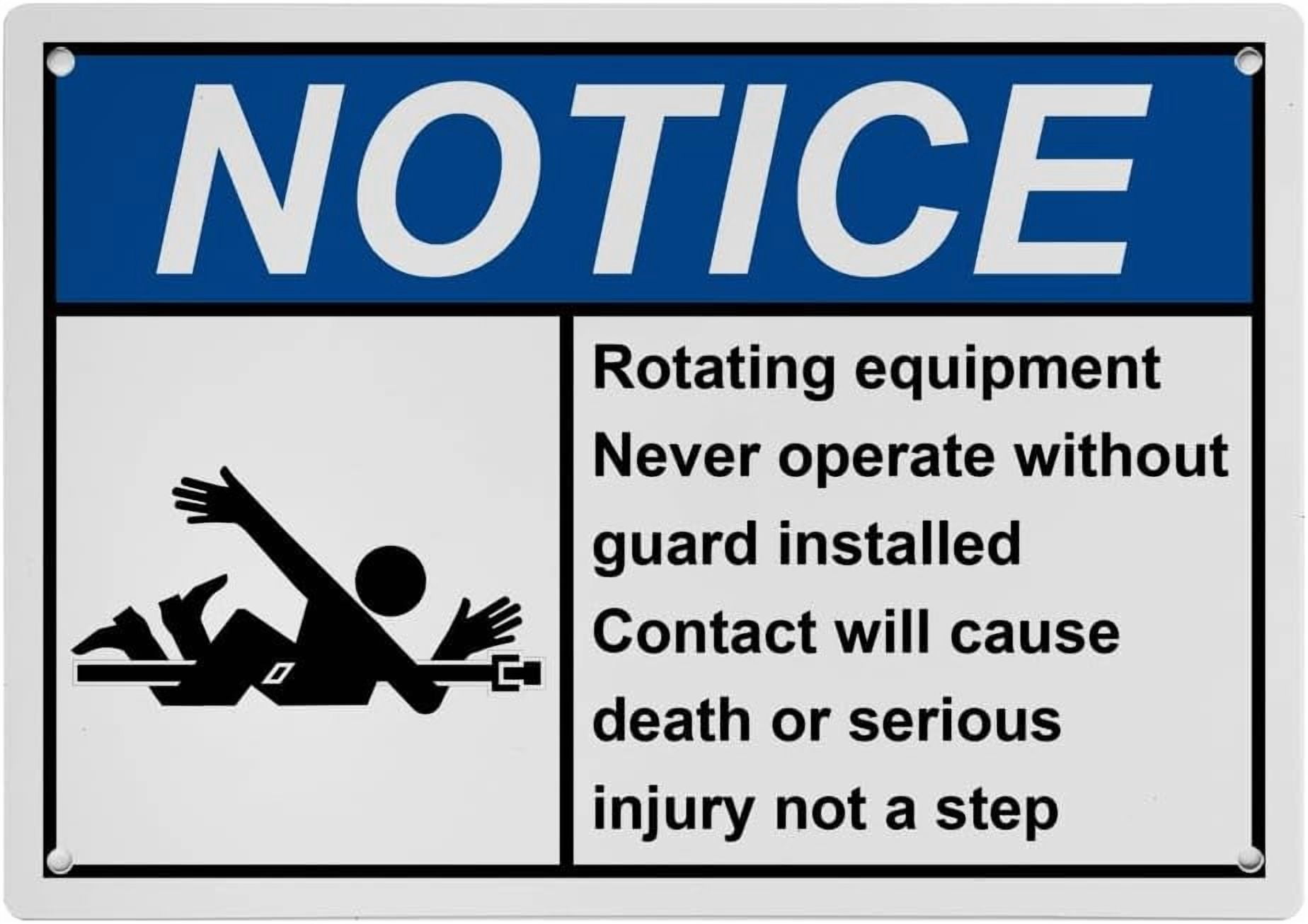 ANSI Machine Safety Sign Rotating Equipment 8"x12" Weatherproof Safety ...