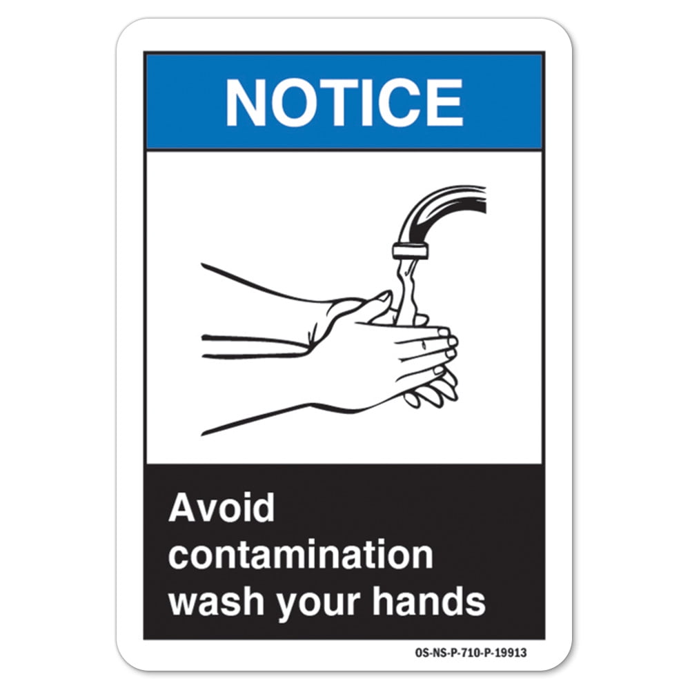 ANSI Notice Sign - Avoid Contamination Wash Your Hands | Peel And Stick ...
