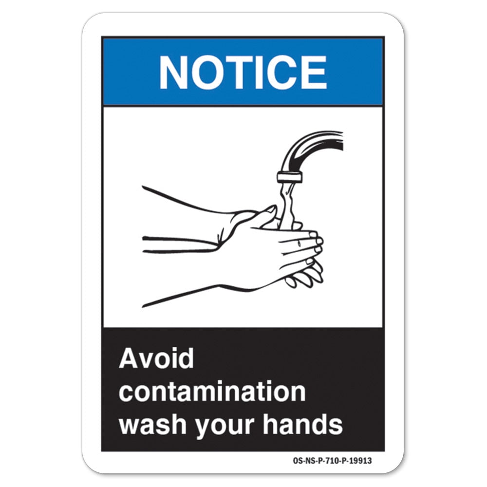 ANSI Notice Sign - Avoid Contamination Wash Your Hands | Decal ...