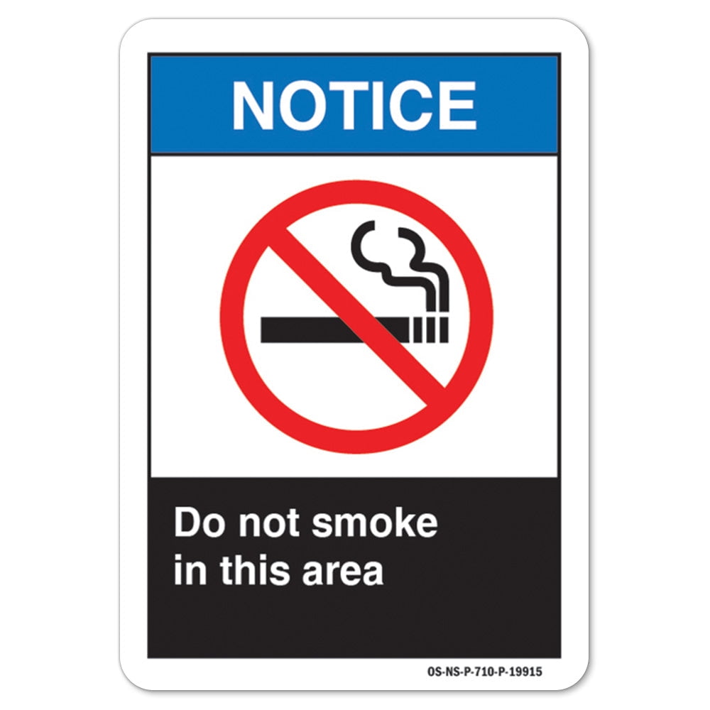 ANSI Notice Sign - Do Not Smoke In This Area | Decal | Protect Your ...