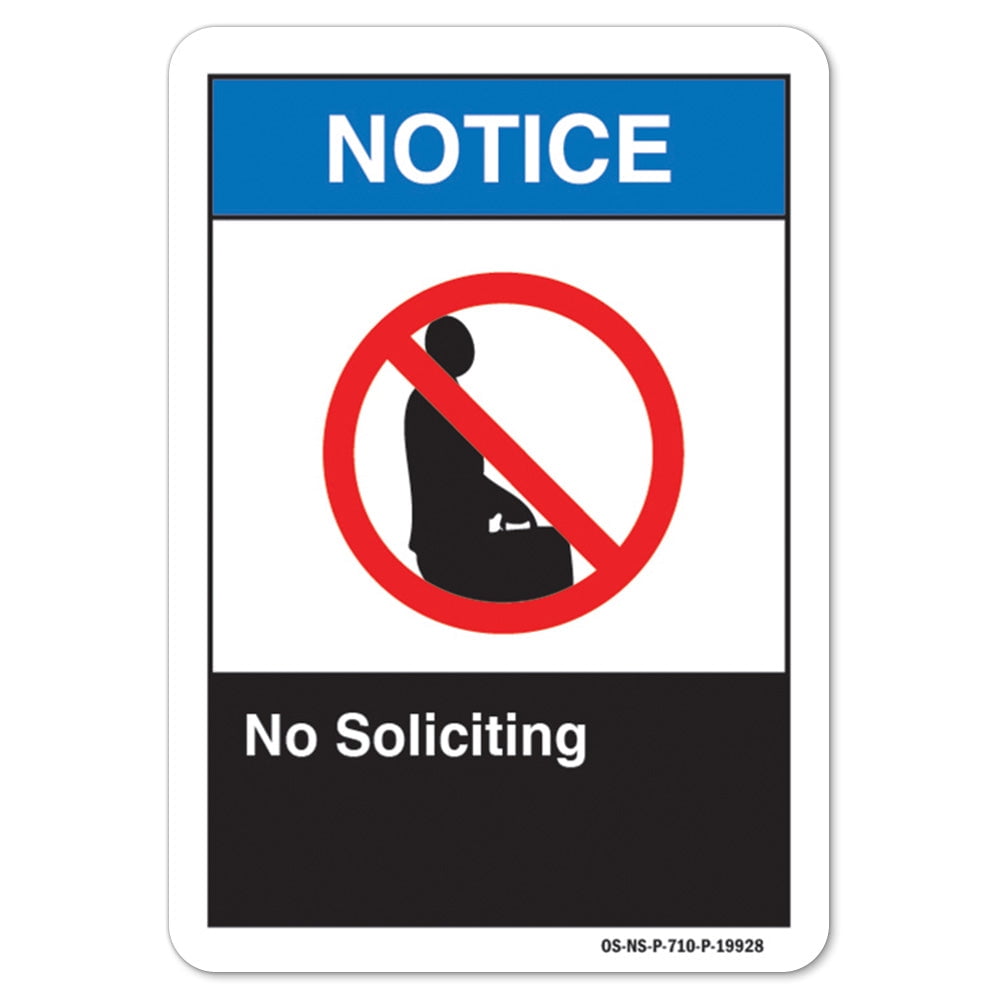 ANSI Notice Sign - No Soliciting | Decal | Protect Your Business, Work ...