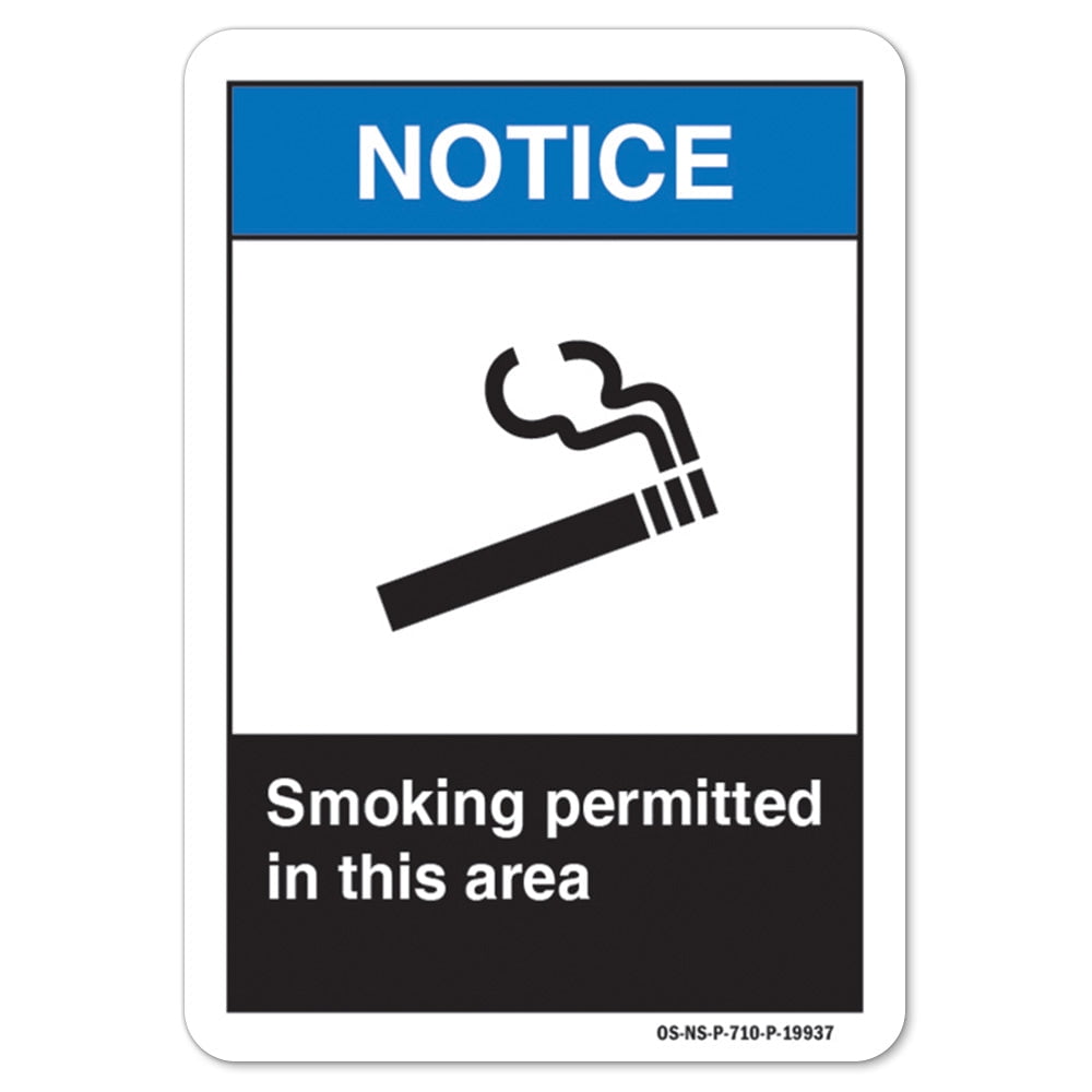 ANSI Notice Sign - Smoking Permitted In This Area | Aluminum Sign ...