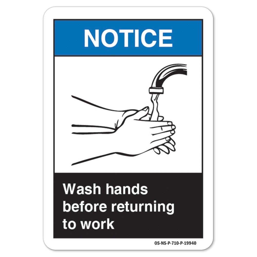 ANSI Notice Sign - Wash Hands Before Returning To Work | Aluminum Sign ...