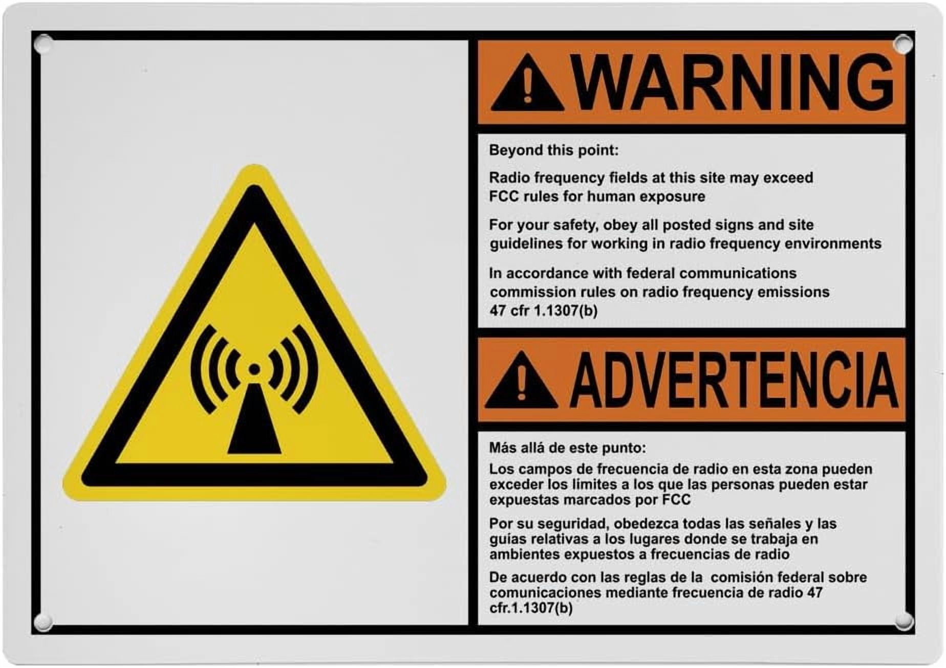 ANSI Radio Frequency Hazard Sign 8"x12" UV Resistant Plastic Warning ...