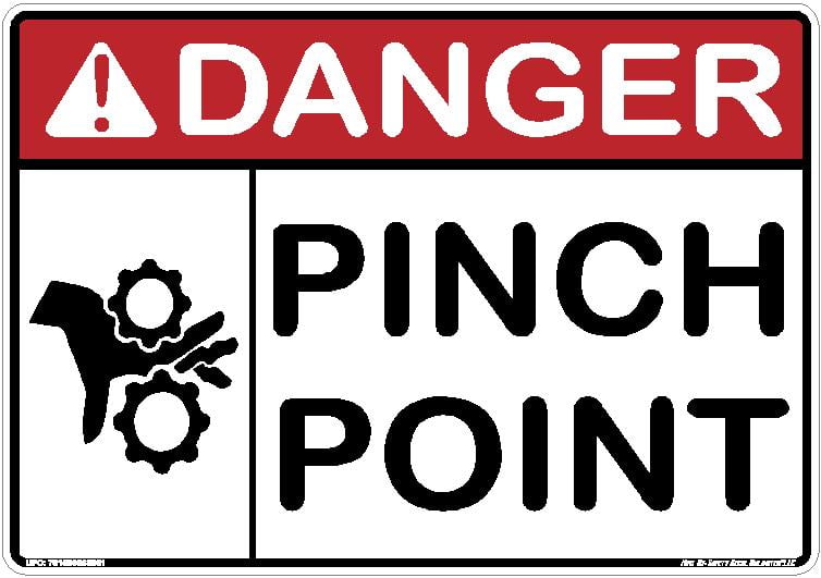 ANSI Red Black White Danger Pinch Point Machine Warning Label Sticker ...