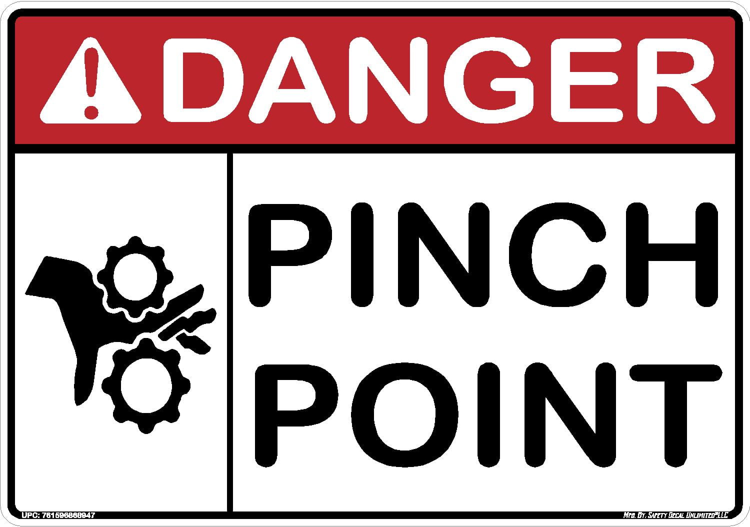 ANSI Red Black White Danger Pinch Point Machine Warning Label Sticker ...