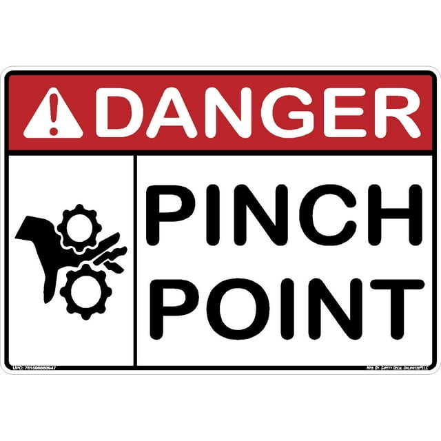 ANSI Red Black White Danger Pinch Point Machine Warning Label Sticker ...