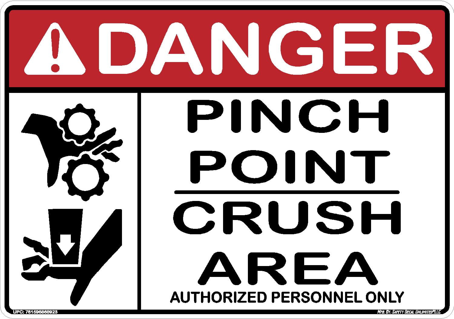 ANSI Red Black White Danger Pinch Point and Crush Area Authorized ...