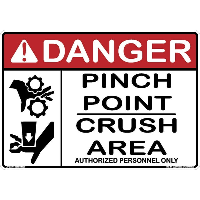 ANSI Red Black White Danger Pinch Point and Crush Area Authorized ...