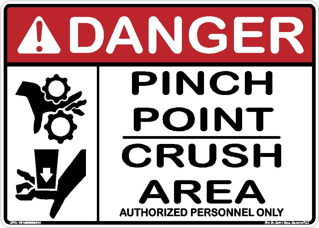 ANSI Red Black White Danger Pinch Point and Crush Area Authorized ...