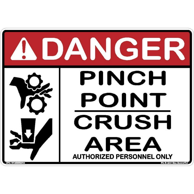 ANSI Red Black White Danger Pinch Point and Crush Area Authorized ...