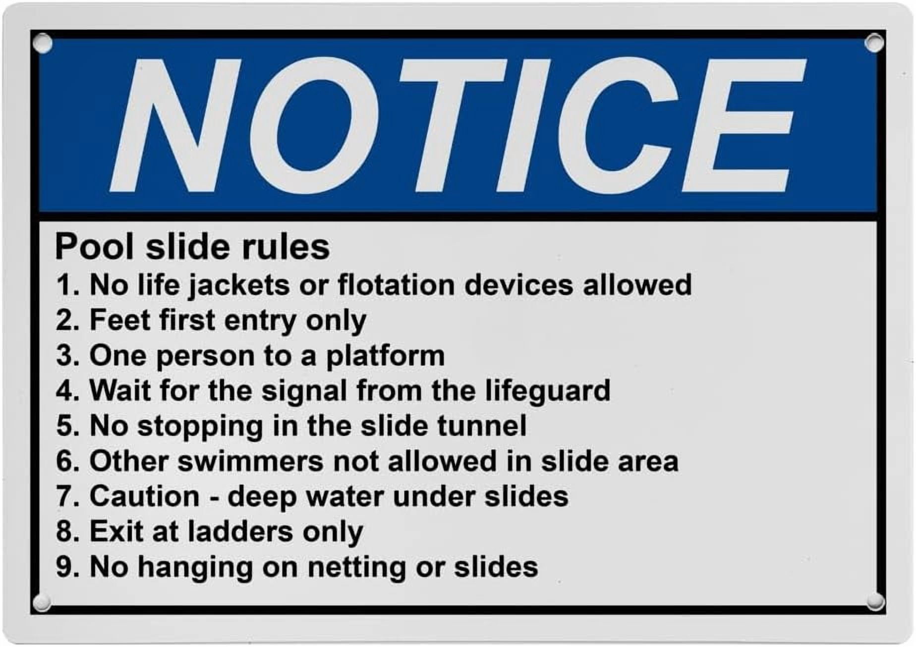 ANSI Swimming Pool Safety Sign 8"x12" UV Resistant Plastic for Indoor ...