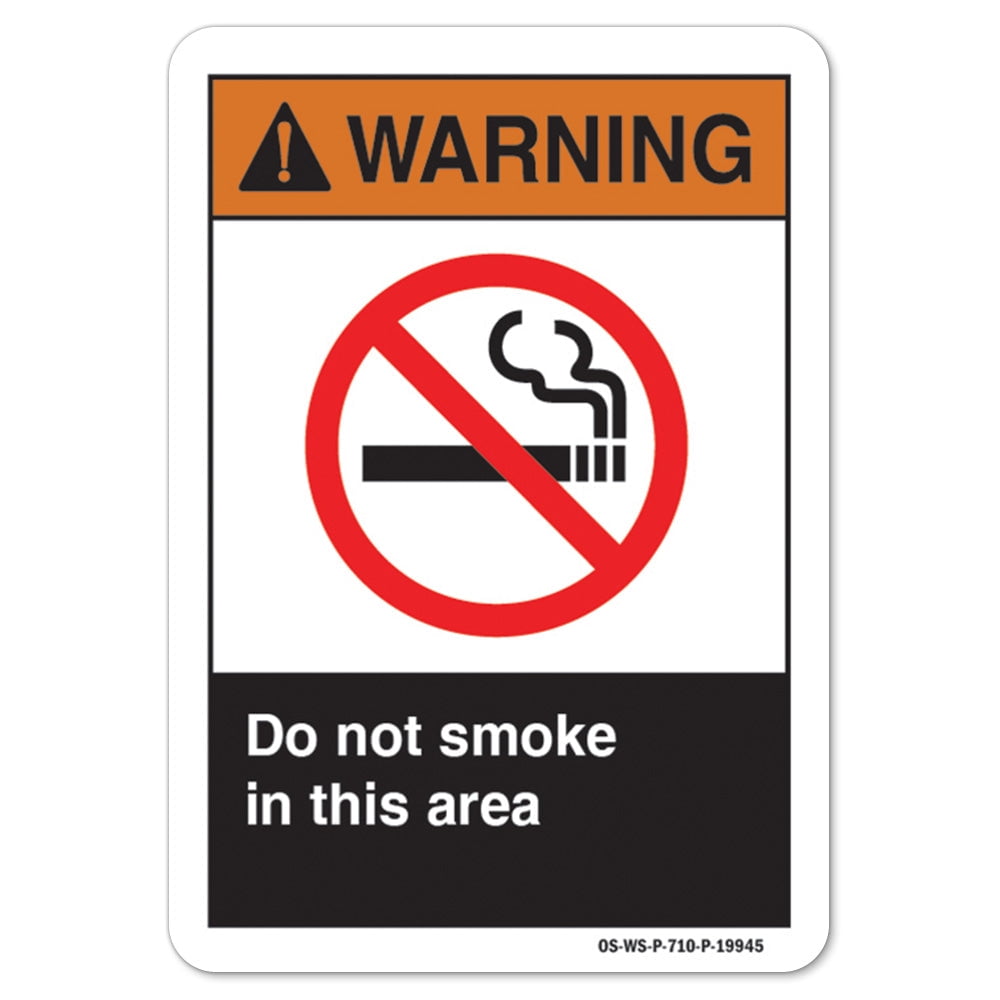 ANSI Warning Sign - Do Not Smoke Area 1 | Decal | Protect Your Business ...