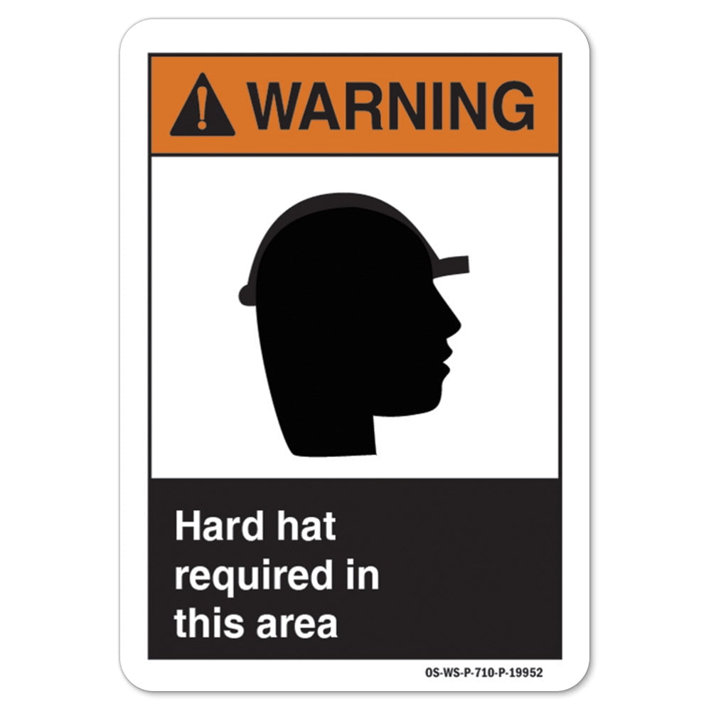 ANSI Warning Sign - Hard Hat Required In This Area | Decal | Protect ...